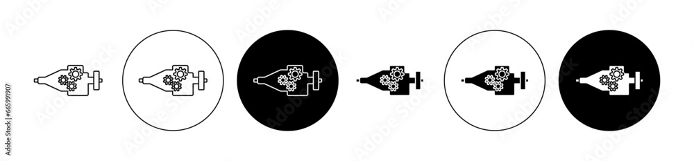 car gearbox icon set in black. gear transmission vector sign. automatic ...