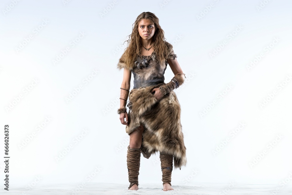 Photo of a prehistoric Neanderthals woman wearing a fur costume created ...