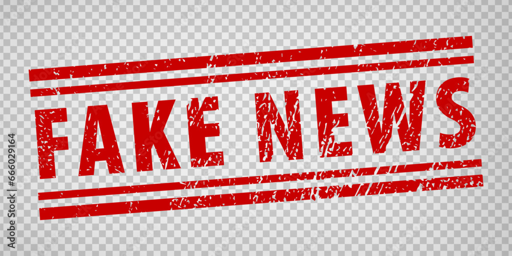 Fake news stamp design on transparent background. Grunge rubber stamp ...