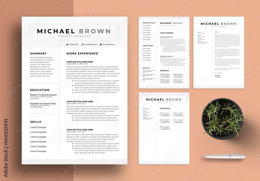 Simple Job Resume Layout Stock Template | Adobe Stock