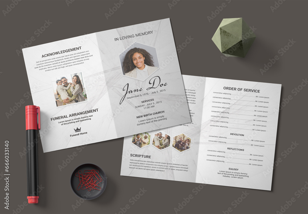 Funeral Program and Poster Layout Stock Template | Adobe Stock