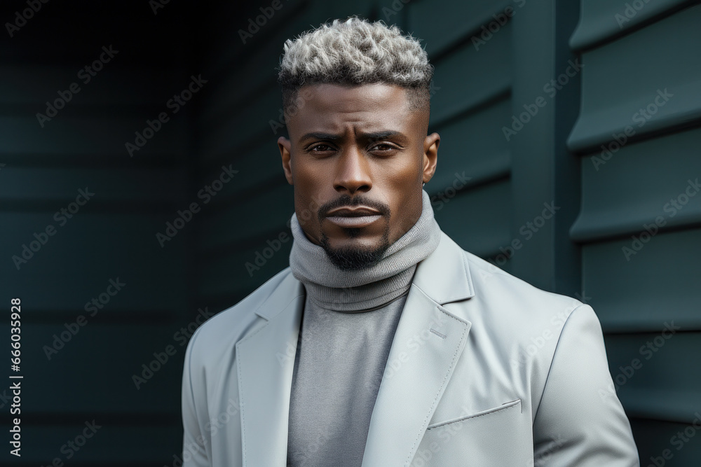 beautiful black man with short hair on clean background portrait ...