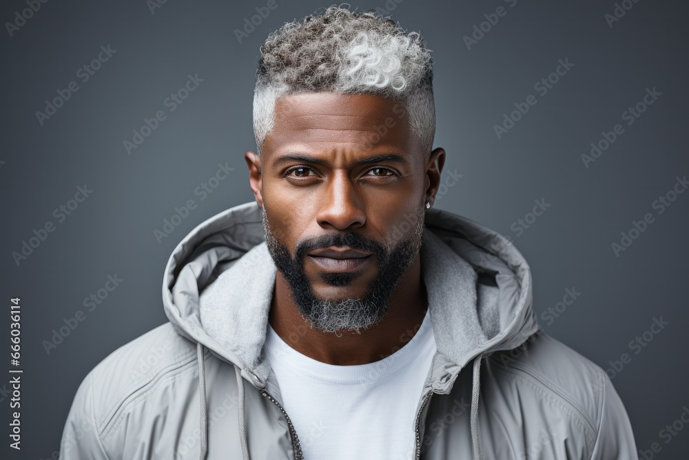 beautiful black man with short hair on clean background portrait ...