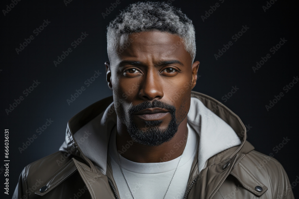 beautiful black man with short hair on clean background portrait ...