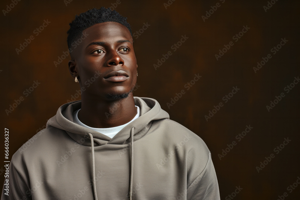 beautiful black man with short hair on clean background portrait ...