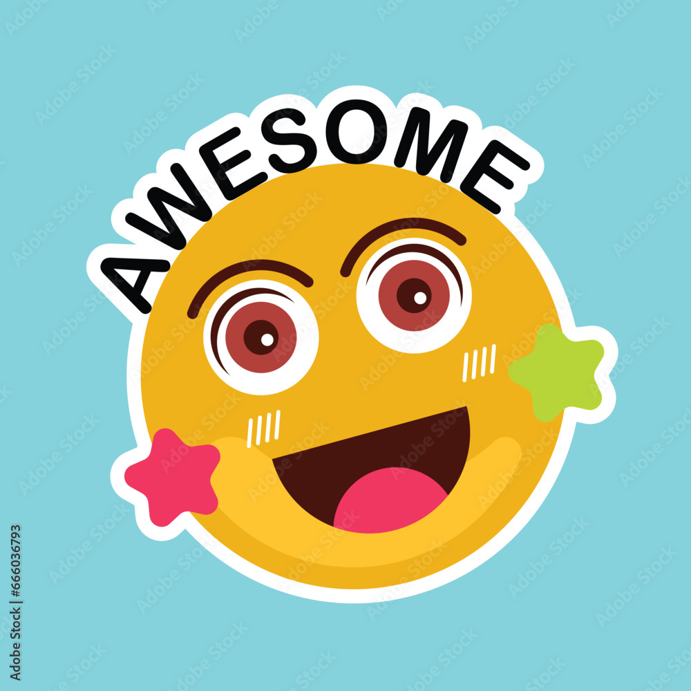 vector cartoon good job, Awseome sticker, emoji, cartoon art Stock ...