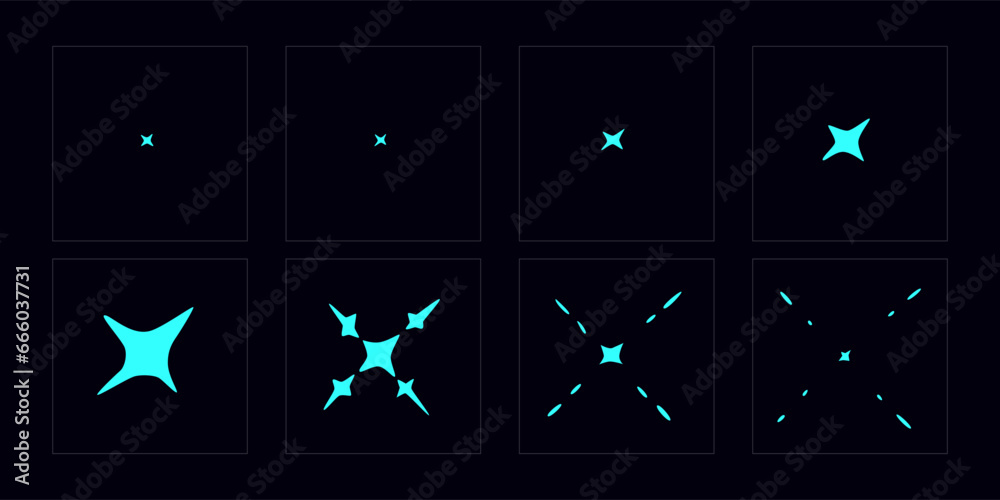 Shine light FX animation frame. Shine effect sprite sheet for video ...