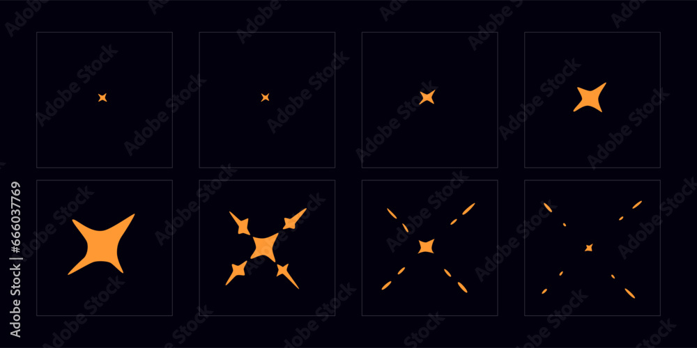 Shine light FX animation frame. Shine effect sprite sheet for video ...