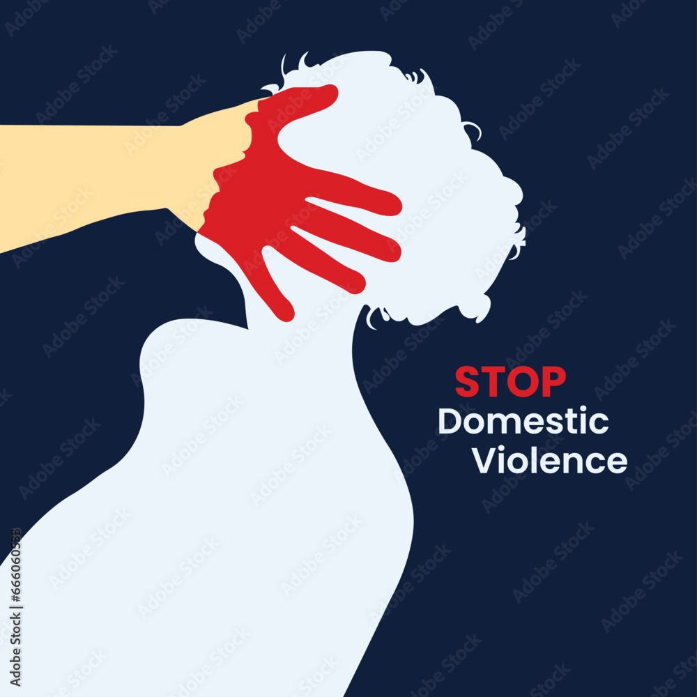 Stop, domestic violence, creative social issue, flat illustration ...