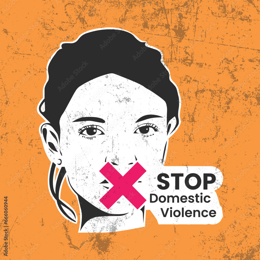 Stop, domestic violence, creative social issue, flat illustration ...