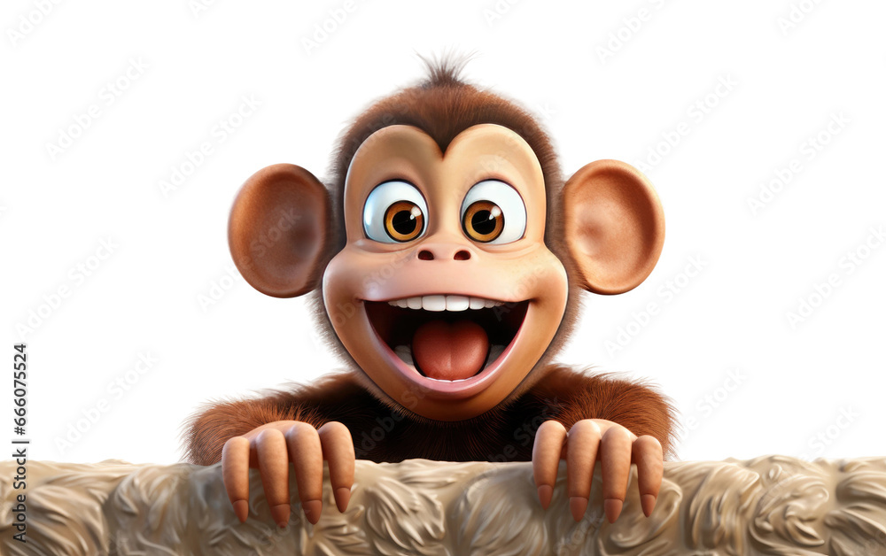 Monkey With Cheering Face 3D Character Isolated on Transparent ...