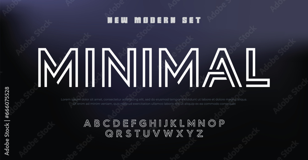 Abstract minimal modern alphabet line font. Minimal slim typography ...