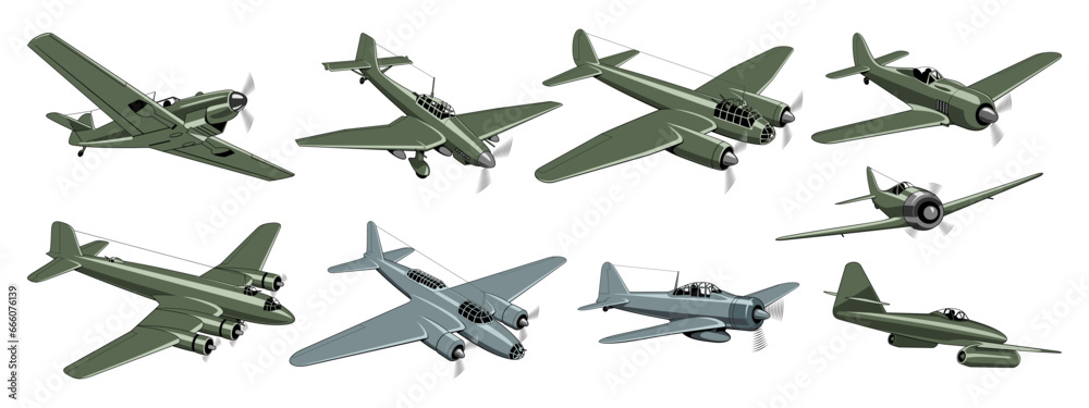 Vetor de WWII Fighter Planes and Bombers. German and Japanese vintage ...