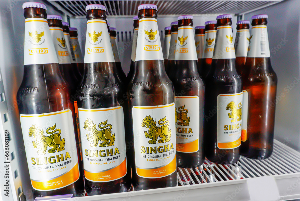 Bangkok, Thailand - October 21, 2023 Singha beer logo, Thai beer, Singha beer, international ...