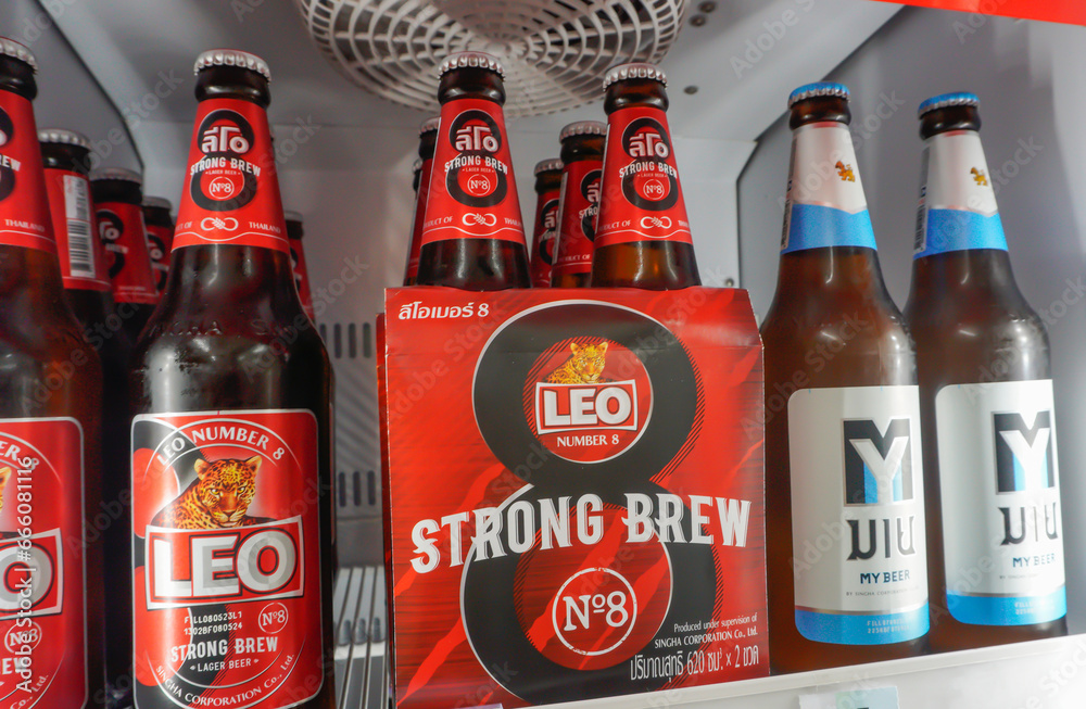 Bangkok, Thailand, October 21, 2023 Leo beer logo, Thai beer, Leo beer ...