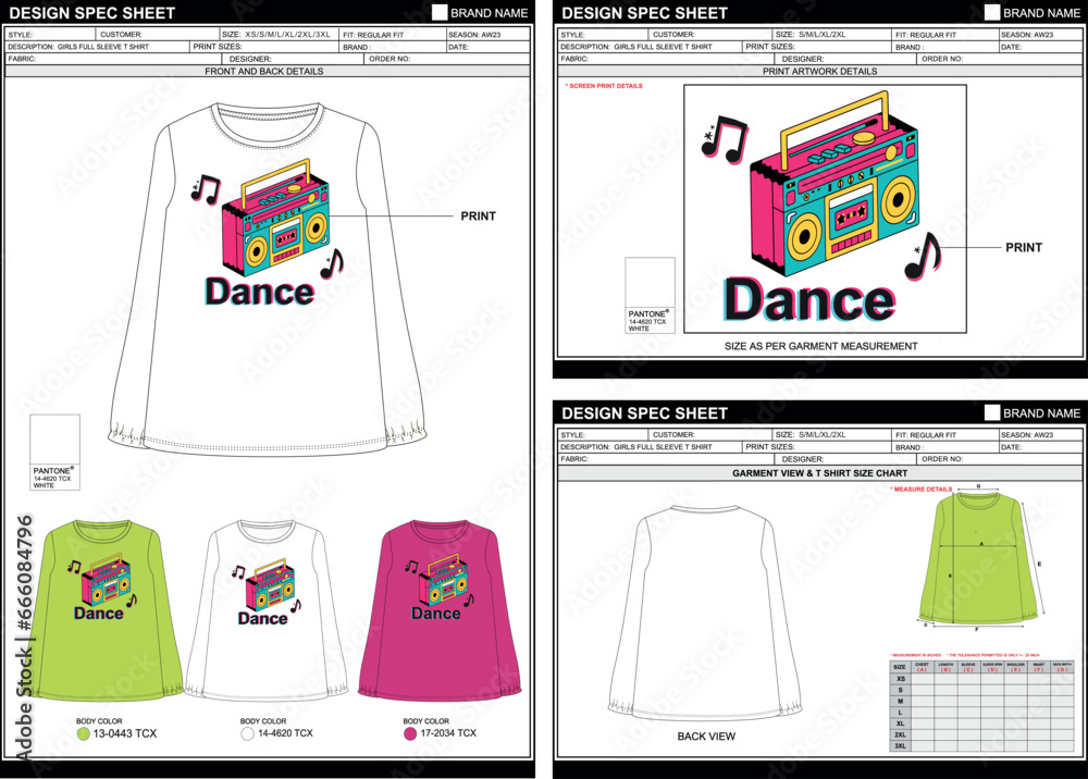 GIRLS LONG SLEEVE TAPE DANCE STREETWEAR VECTOR DIGITAL DTG DTF HEAT ...