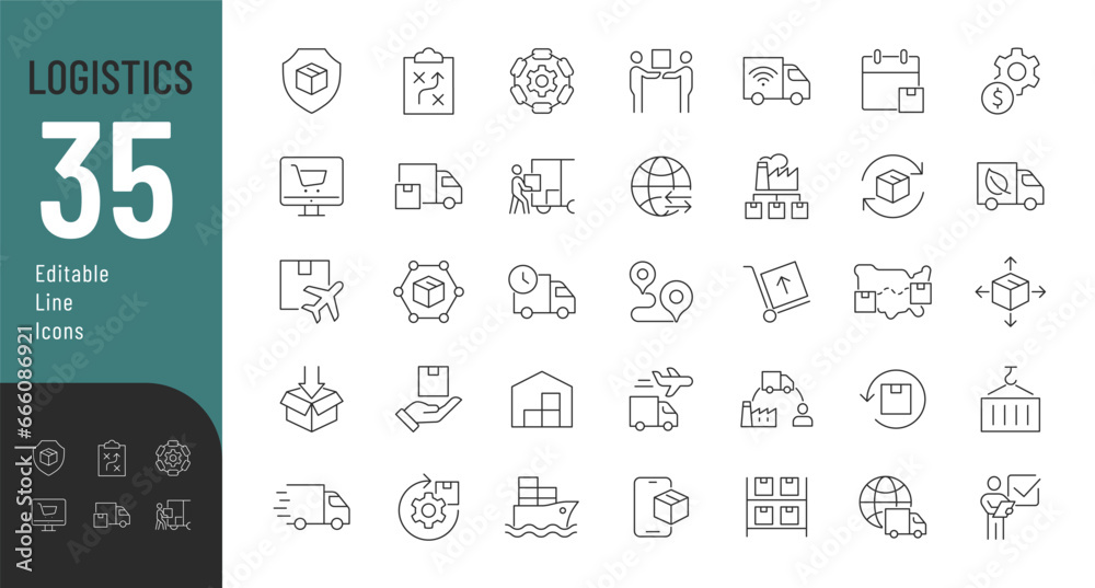 Set of editable logistics service icons. Vector illustration in modern ...