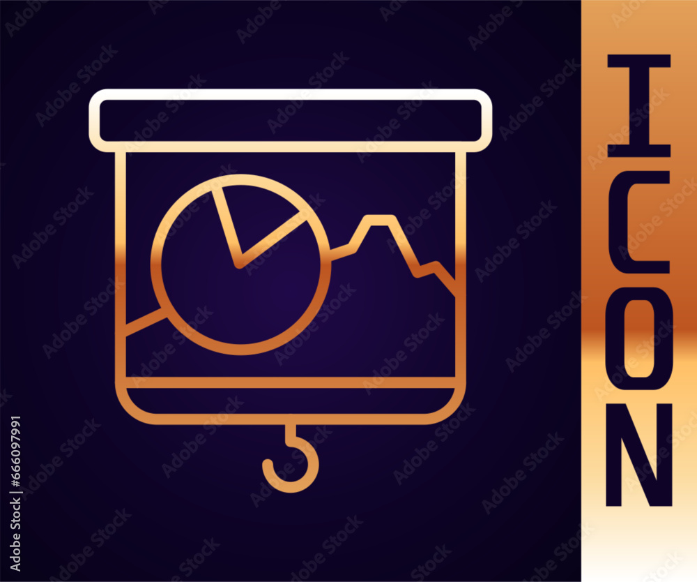 Gold line Presentation board with graph, schedule, chart, diagram ...