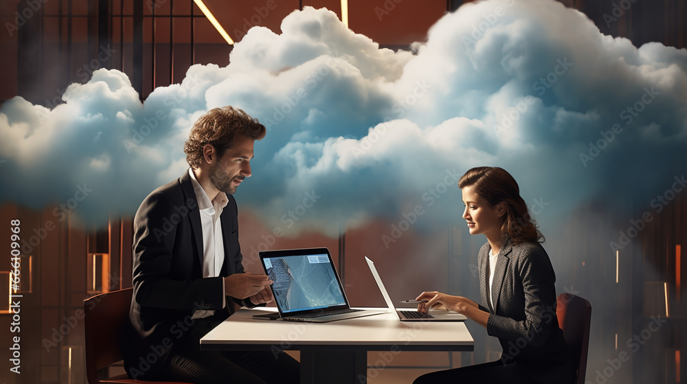 people holding laptops in front of a server screen showcasing a ...