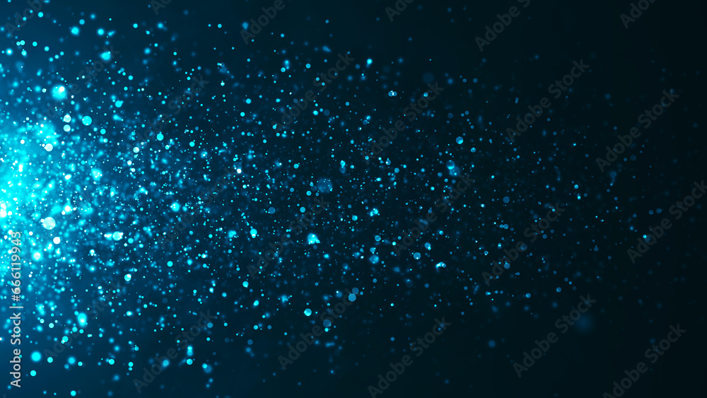 Dynamic wave of glowing particles. Digital technology background ...