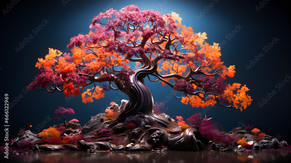 Hyper-Detailed Miniature Tree in Vibrant Bulb: Cinematic Editorial ...