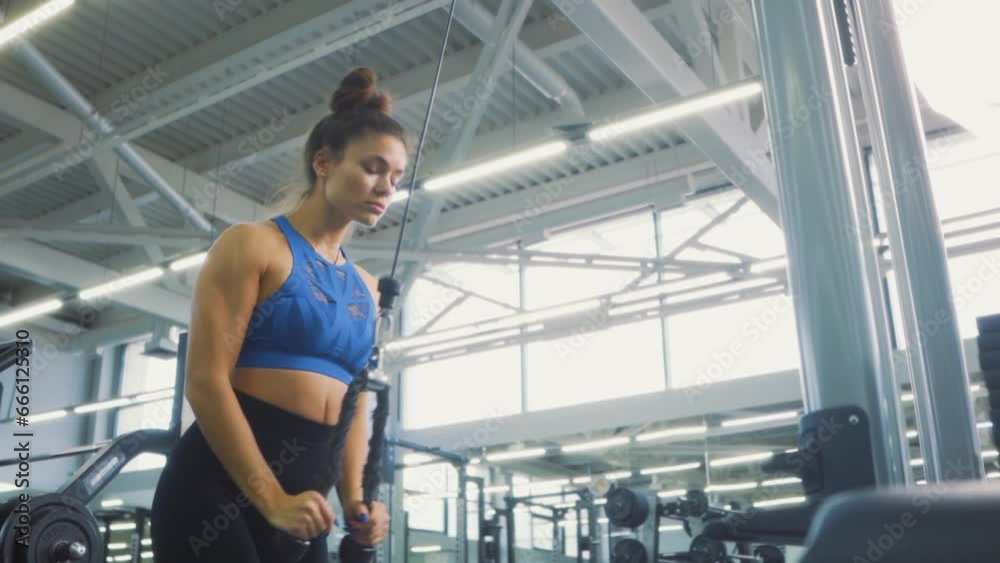 awesome fitness woman with perfect body in sportswear that showing six ...