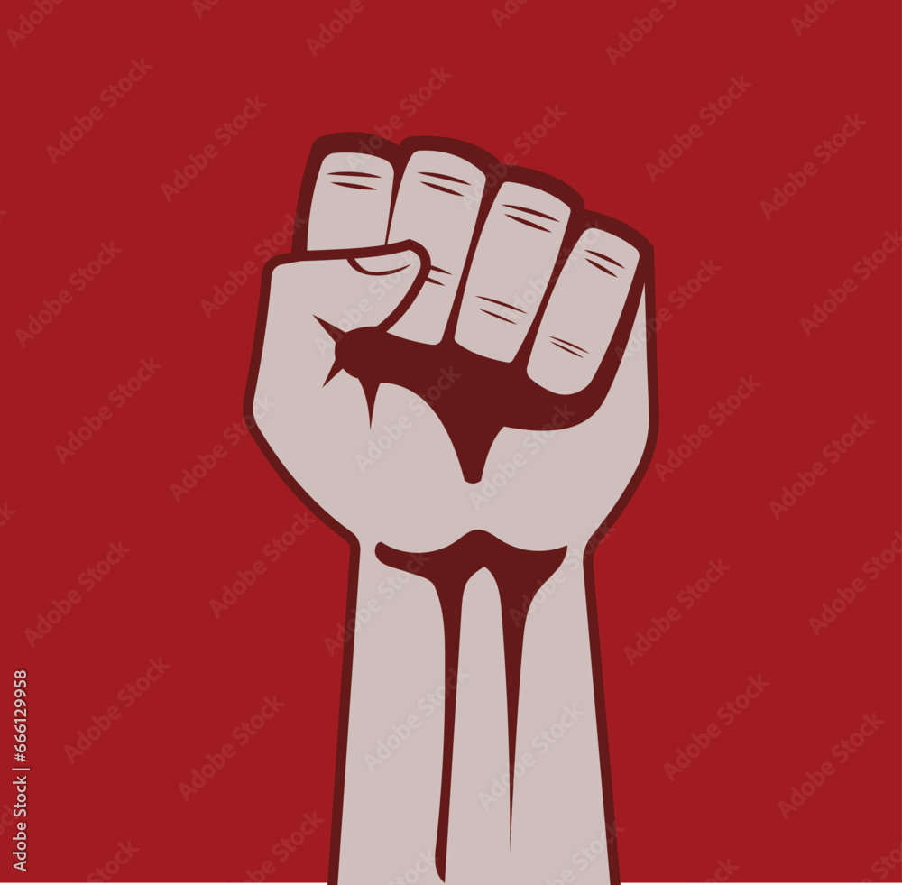 Raised fist vector icon. Human hand up in the air. Vector illustration ...