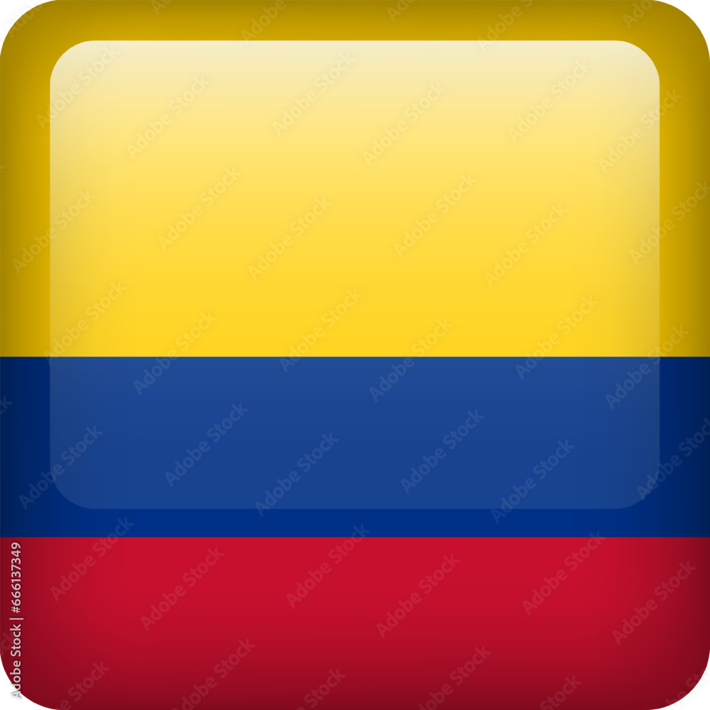Colombia flag button. Square emblem of Colombia. Vector Colombian flag ...