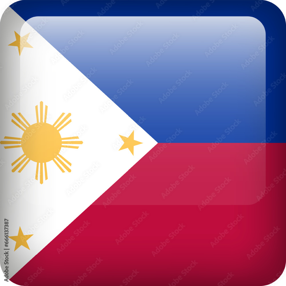Philippines flag button. Square emblem of Philippines. Vector ...