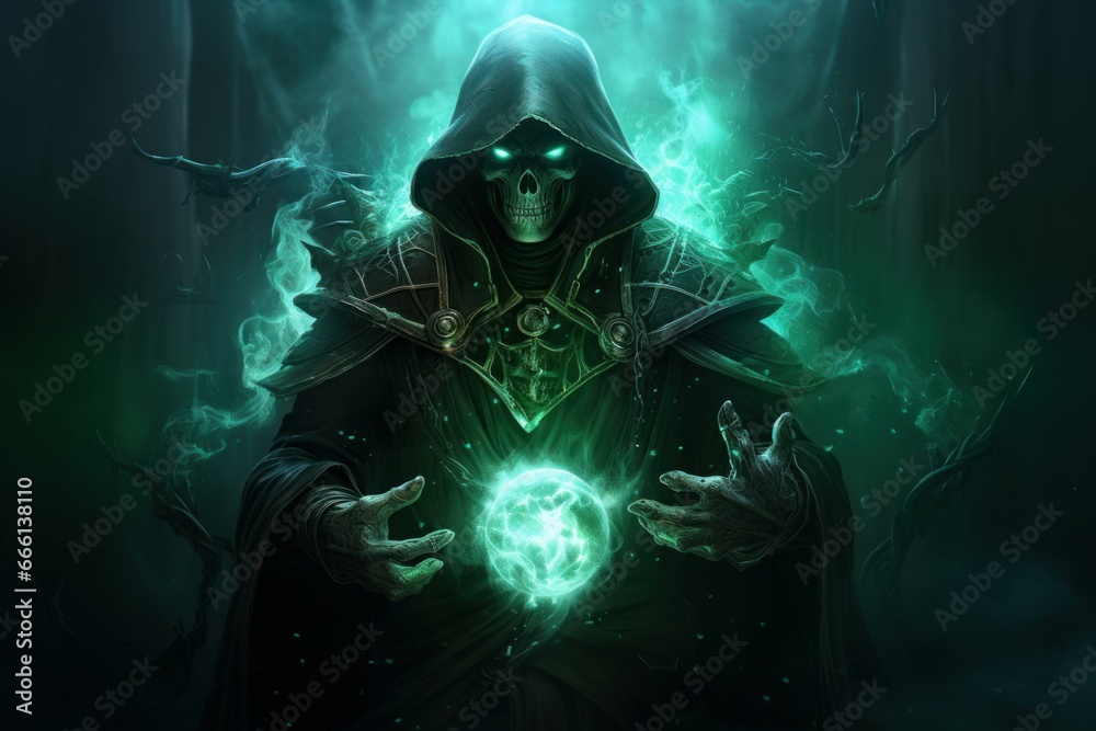 Creepy Evil necromancer take light. Horror monster. Generate Ai Stock ...
