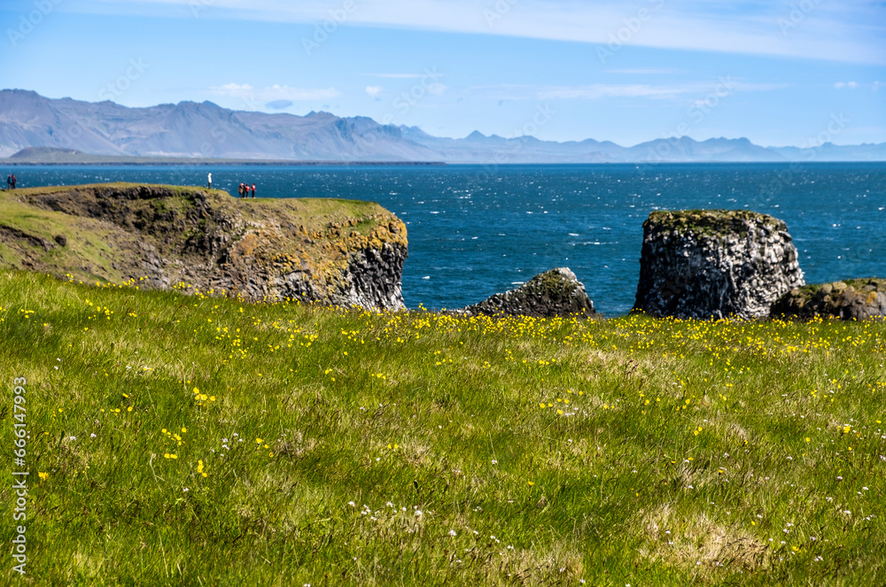 The cliffs between Arnarstapi and Hellnar in Snaefellsnes Snaefellsnes Regional Park Iceland ...