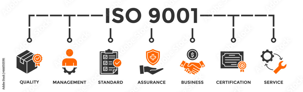 ISO 9001 banner web icon vector illustration concept with icon of ...