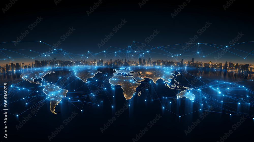 World map graphic poster web page PPT background Stock Illustration ...