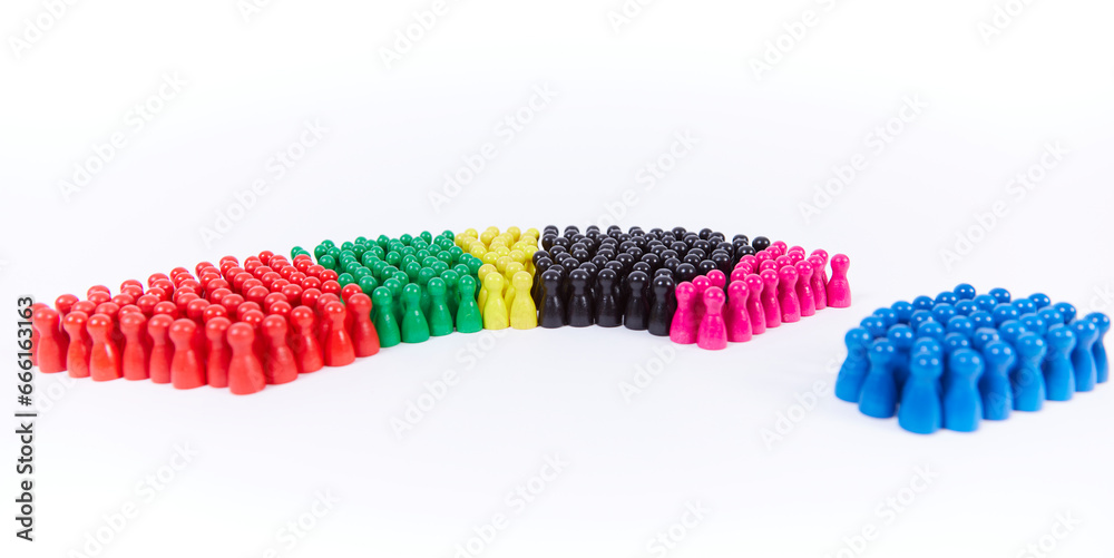 wooden figurines in the colors of German political parties and the ...