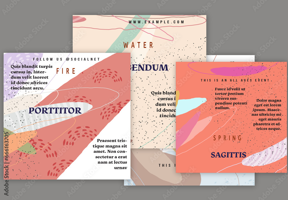 Social Media Square Post Layout Overlapping Blobs Textured With Spots ...