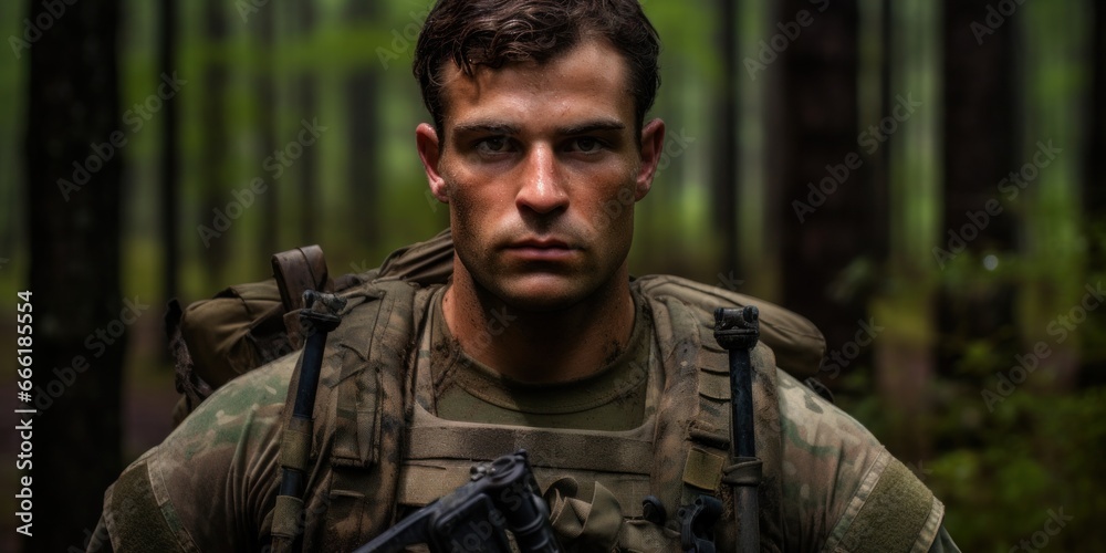 A lone soldier, dressed in camouflage and armed with a deadly rifle ...