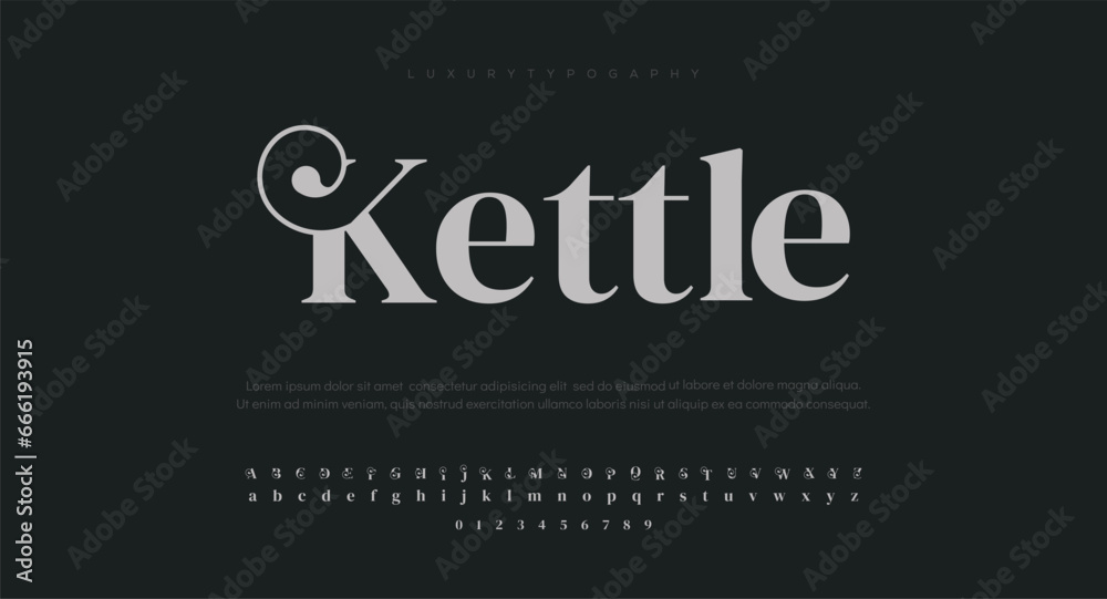 KETTLE Elegant alphabet letters font and number. Classic Lettering ...