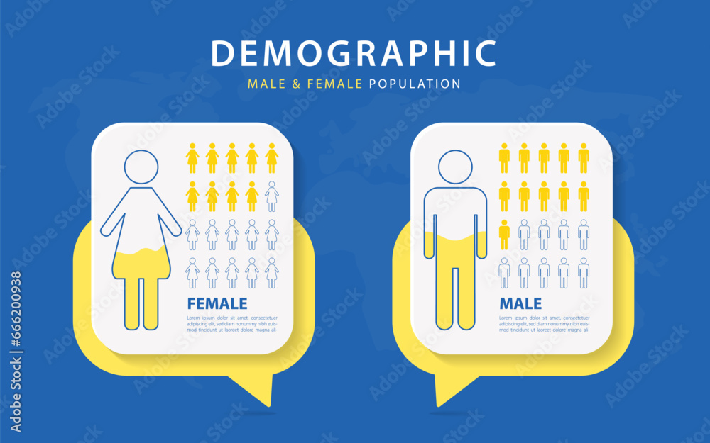 Demographic analysis infographic template. Male female ratio for ...