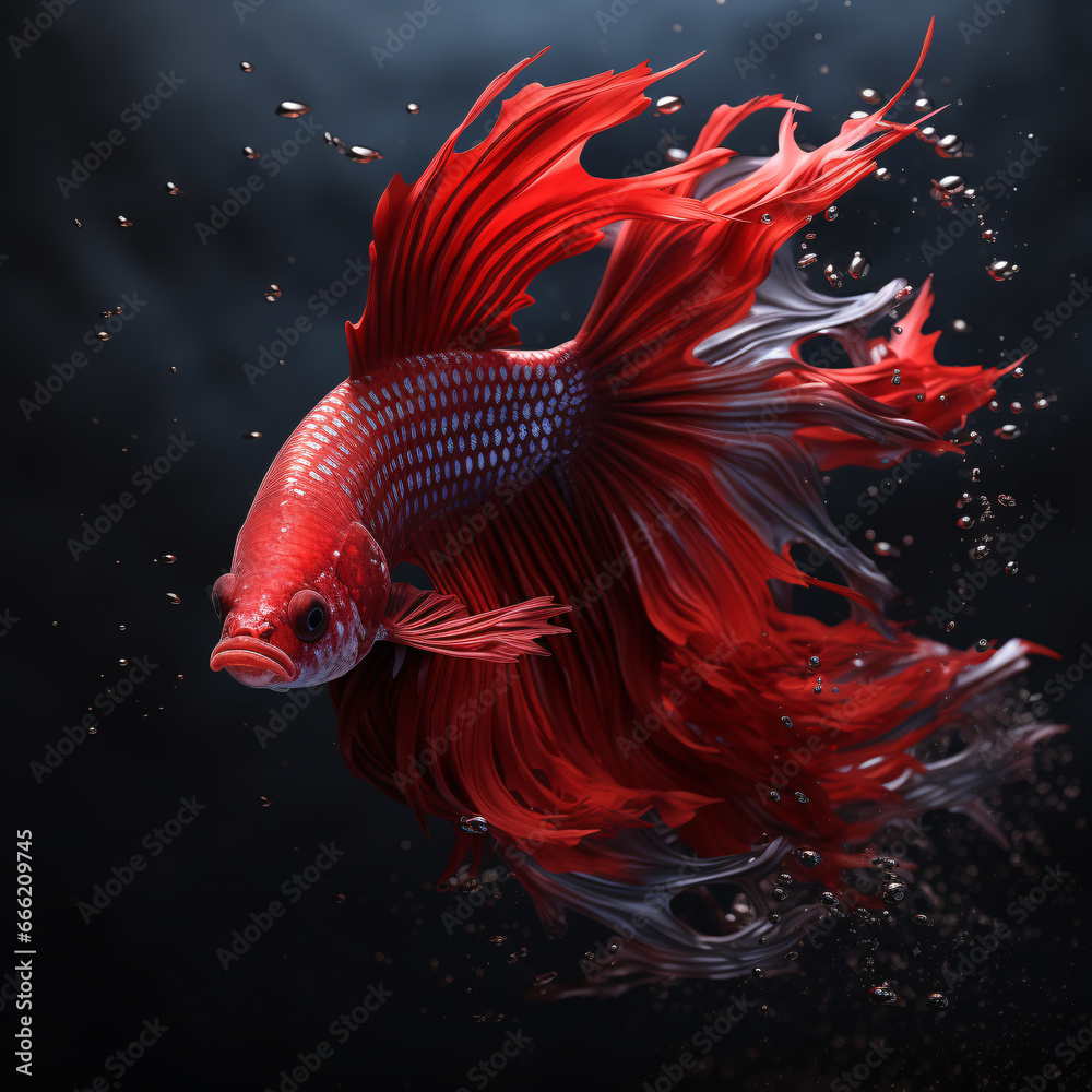 The Red Thai fighting fish, often referred to as a Siamese fighting ...