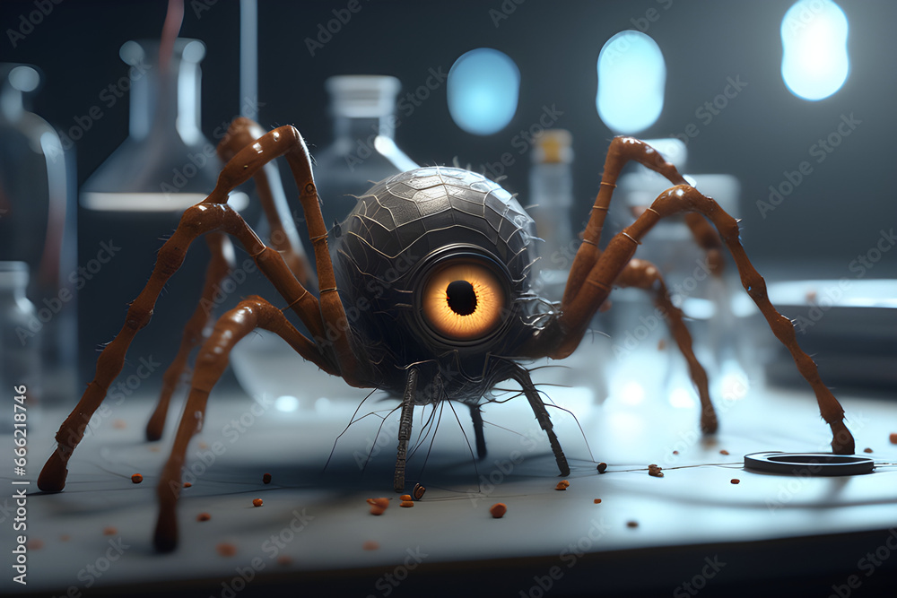 In a laboratory, a mad scientist creates a hybrid creature with the ...