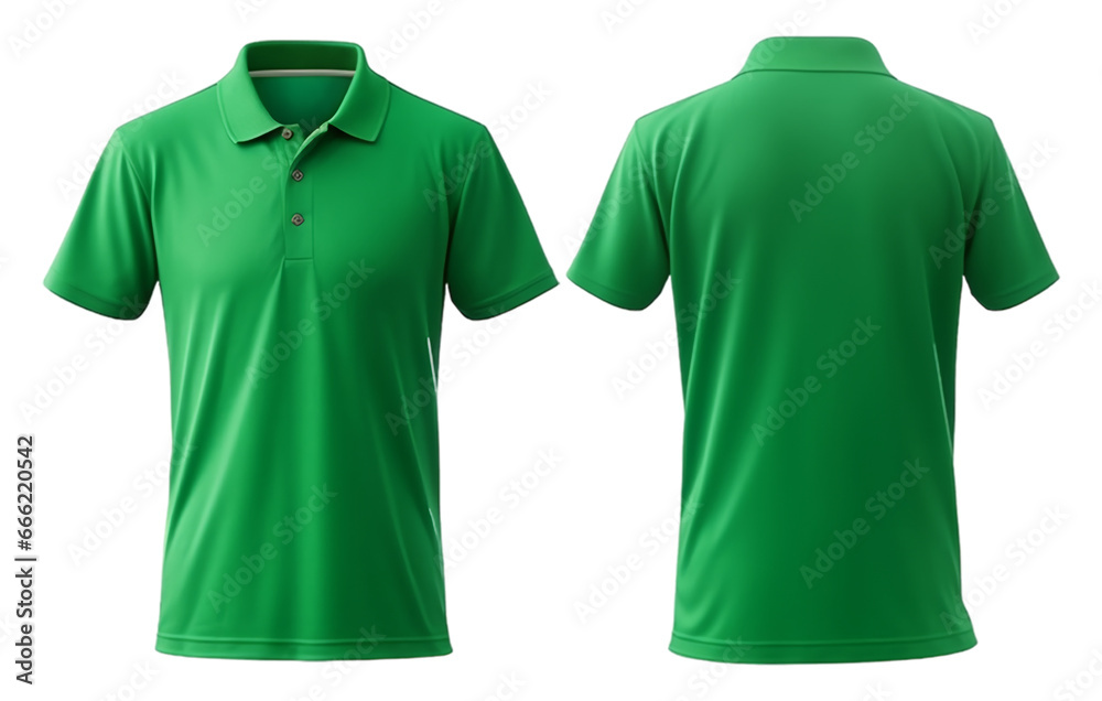 plain green polo t-shirt mockup design. front and back views. isolated ...