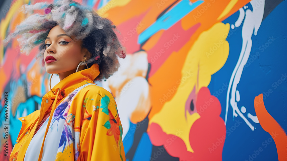 Amidst street art and graffiti, a passionate individual embraces ...