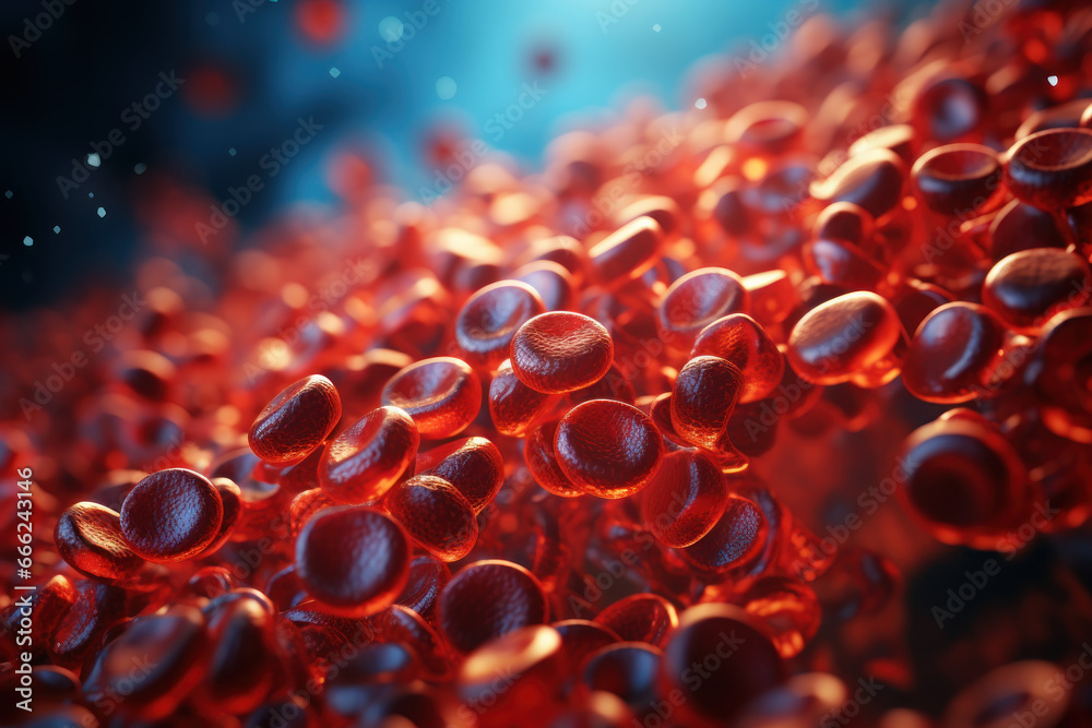 Blood cells coursing through capillaries, fueling the body's vital ...