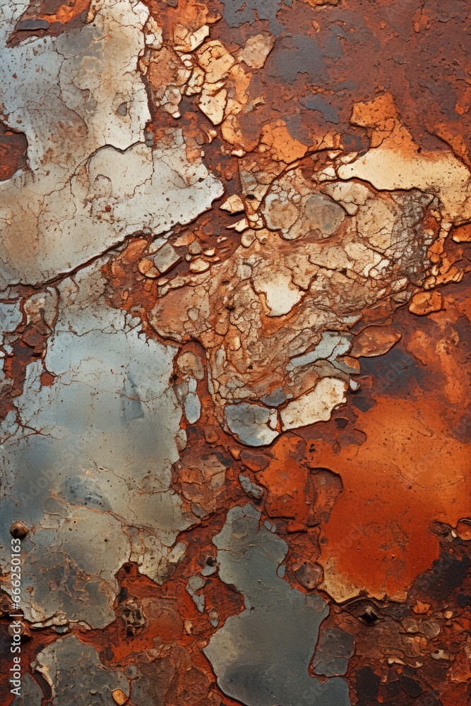 "Peeling Metal Texture: A close-up shot revealing the deteriorating ...