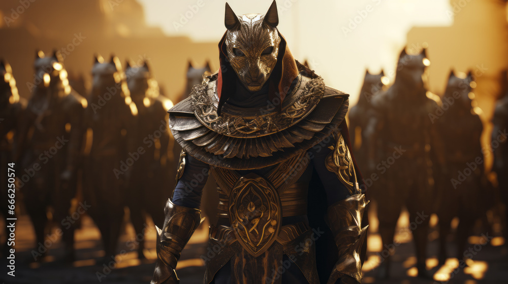 Anubis of Ancient Egypt (God of Death) with his army of warriors. Stock ...