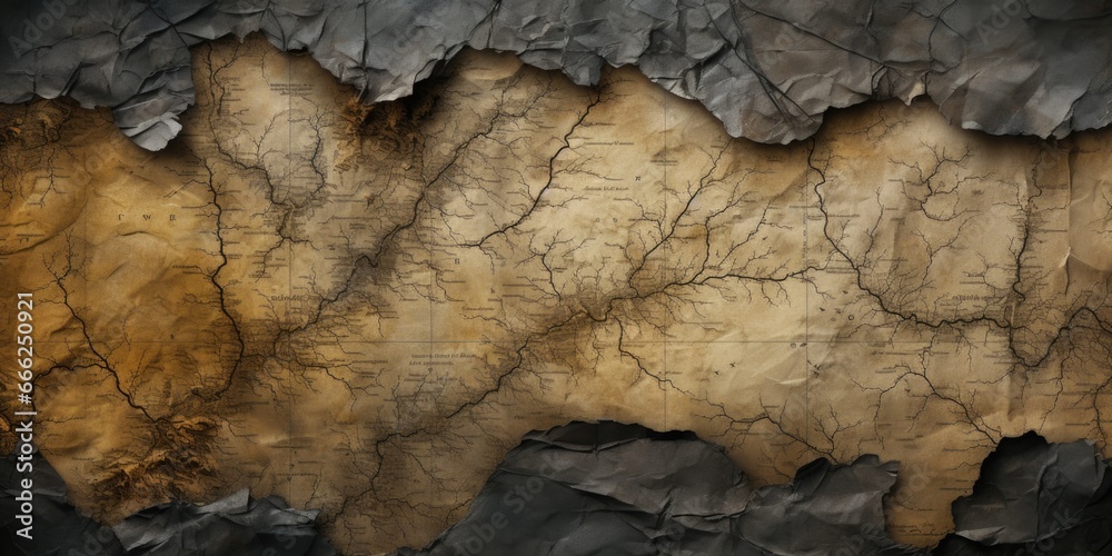 Old Map Texture Detail: A macro photograph that captures the crinkled ...