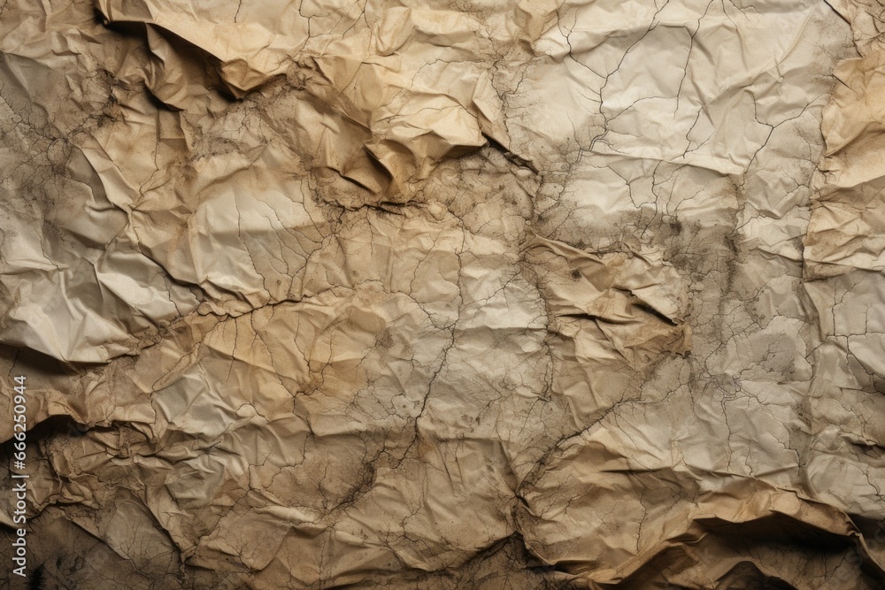 Creased Map Close-up: A detailed shot showcasing the fine, crinkled ...