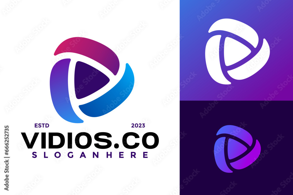 Play Button Logo design vector symbol icon illustration Stock Vector ...