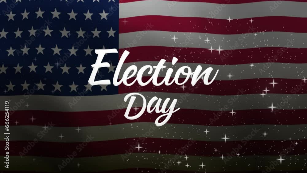 Election Day Lettering Text Animation with waving flag background ...