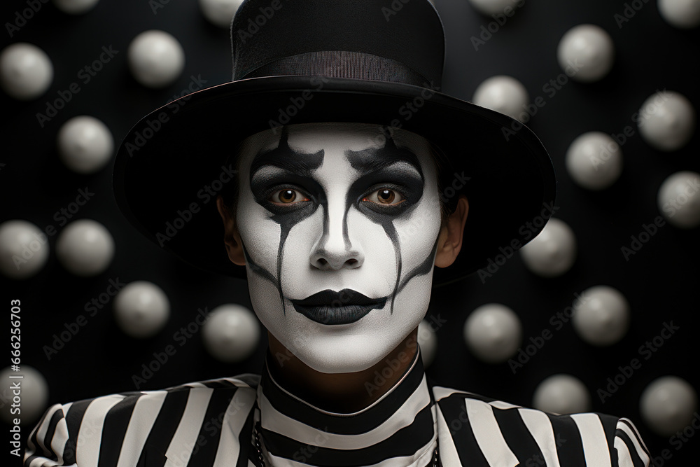 A talented mime artist portraying an invisible wall with creativity and ...